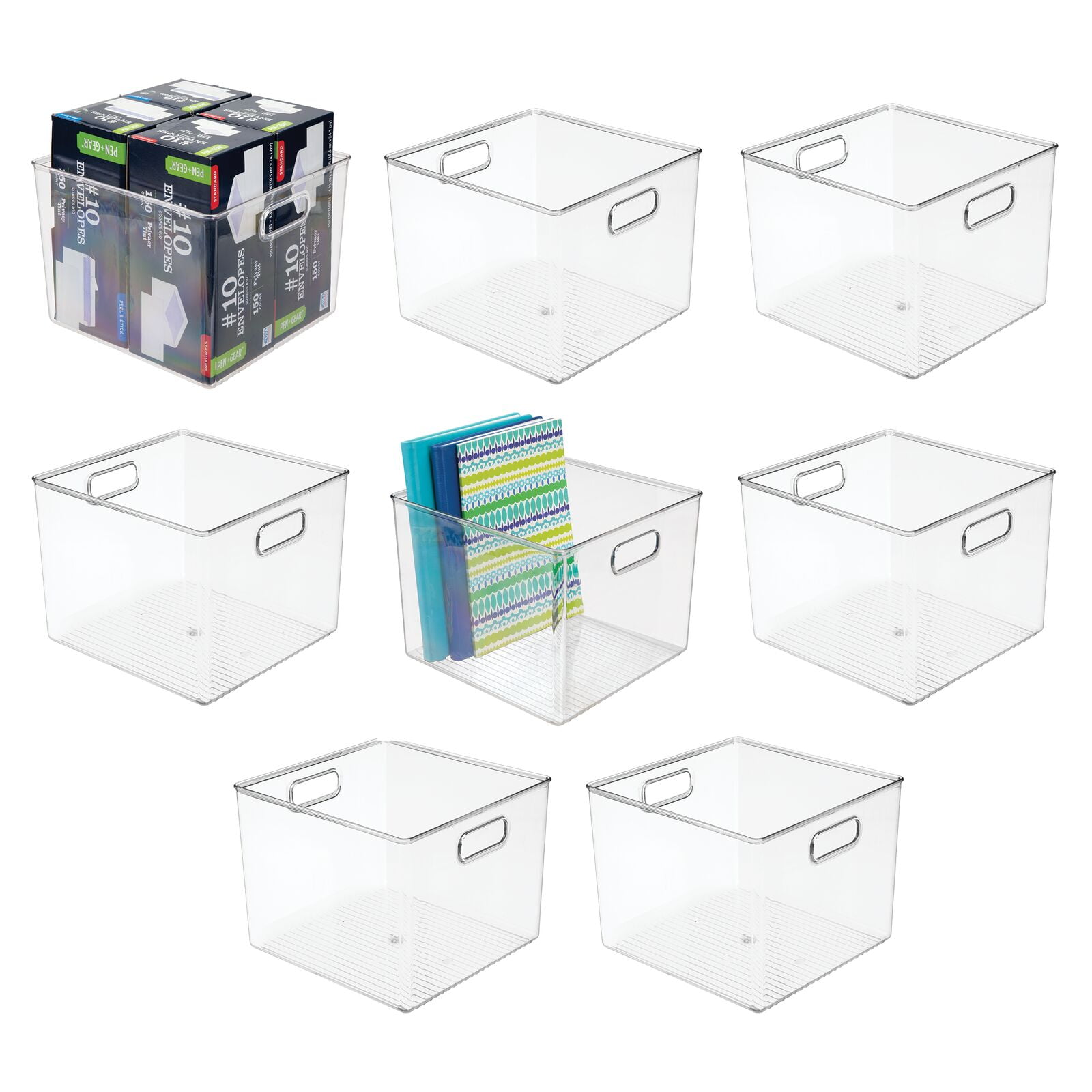 mDesign Small Modern Plastic Storage Organizer Bin Basket with Handle ...