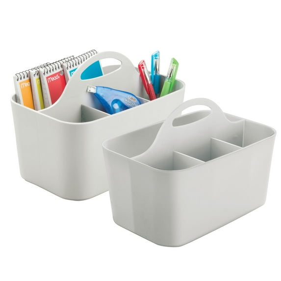 mDesign Small Plastic Caddy Tote for Desktop Office Supplies, 2 Pack ...
