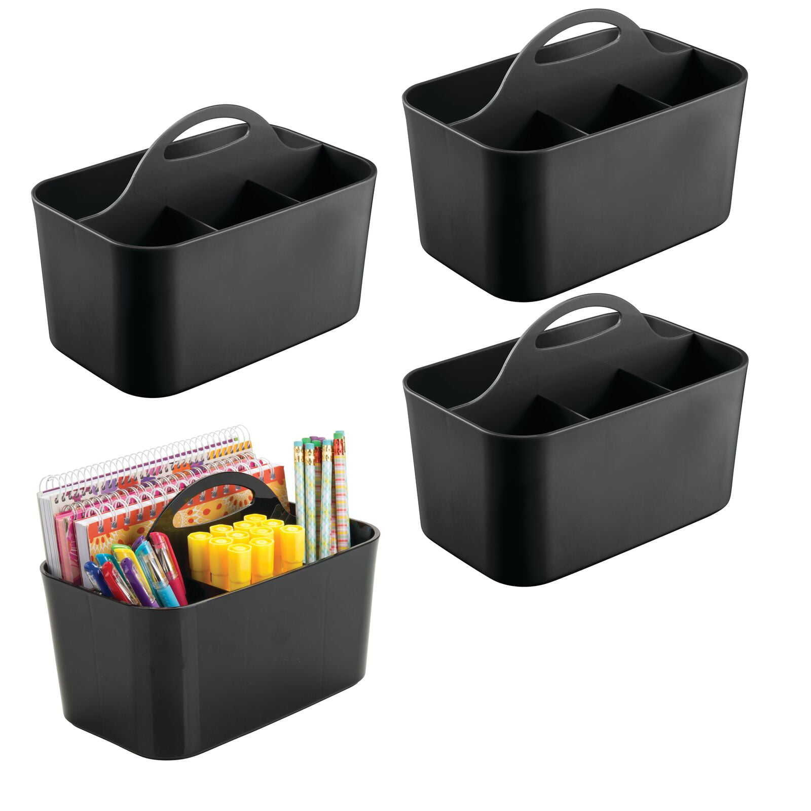 mDesign Small Plastic Caddy Tote for Desktop Office Supplies, 4 Pack ...