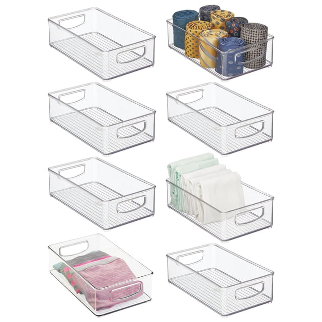 mDesign Small Plastic Closet Storage Organizer Bin with Handles - 8 ...