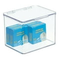 mDesign Small Plastic Home Office Storage Organizer Box with Hinged Lid ...