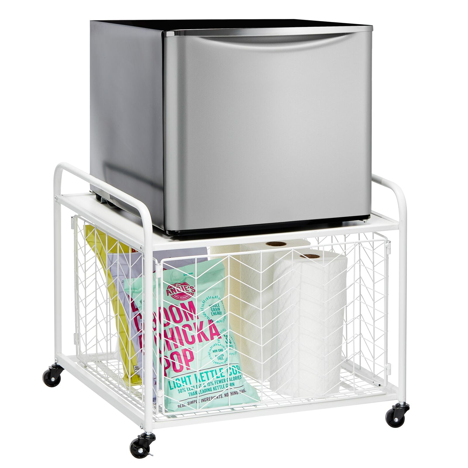 mDesign Small Portable Mini Fridge Storage Cart with Wheels and Handles ...