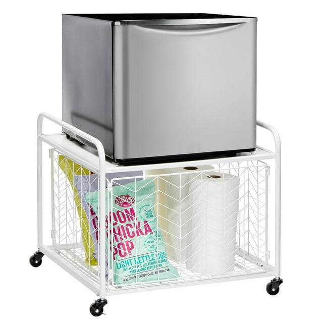 mDesign Small Portable Mini Fridge Storage Cart with Wheels and Handles ...
