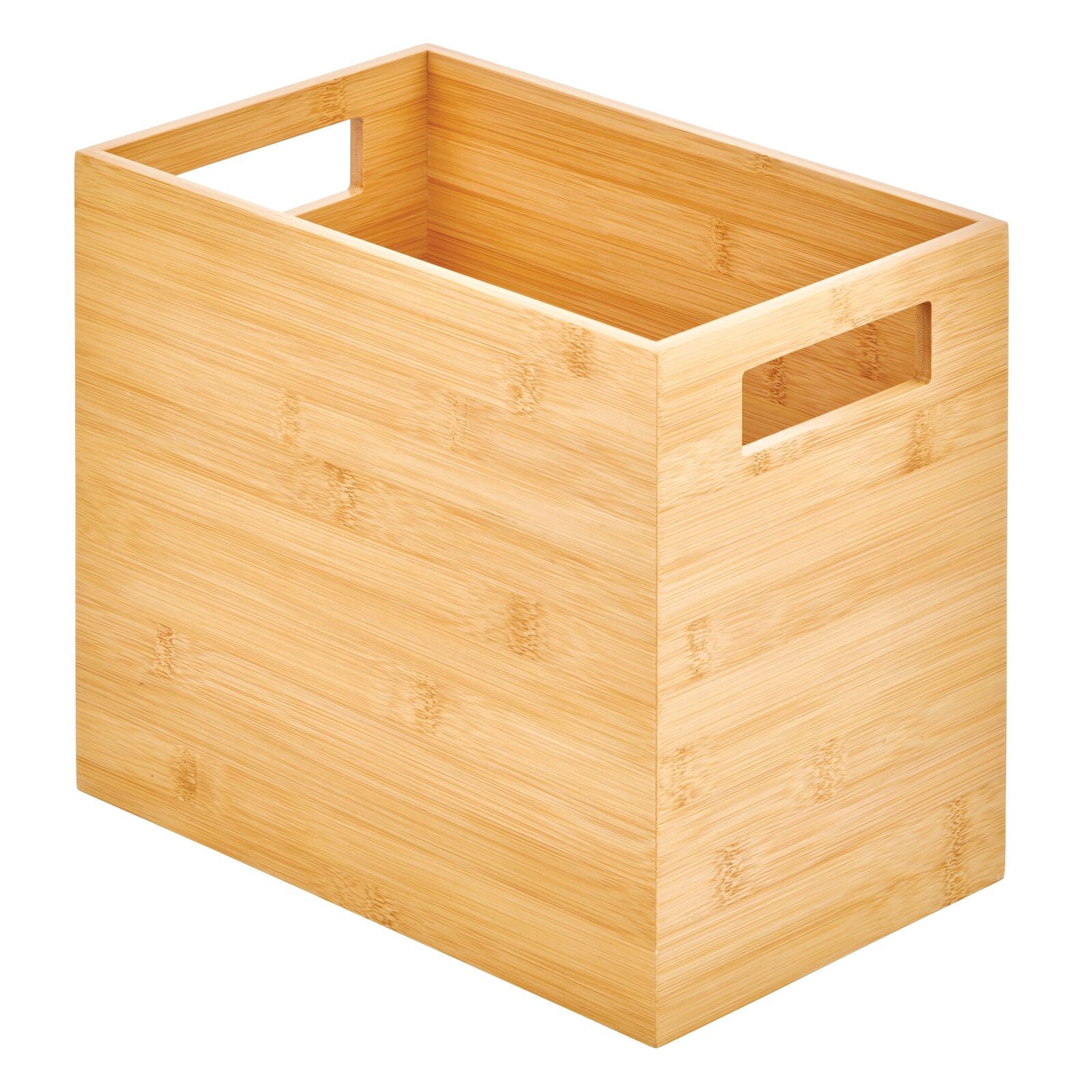 mDesign Small Rectangular Trash Can Wastebasket - Natural Bamboo Wood ...