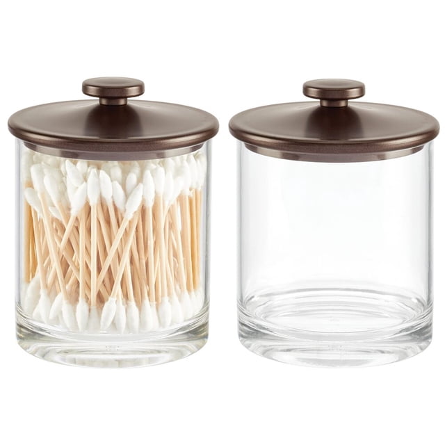 mDesign Bathroom Storage Containers with Lids, Small Round Acrylic ...