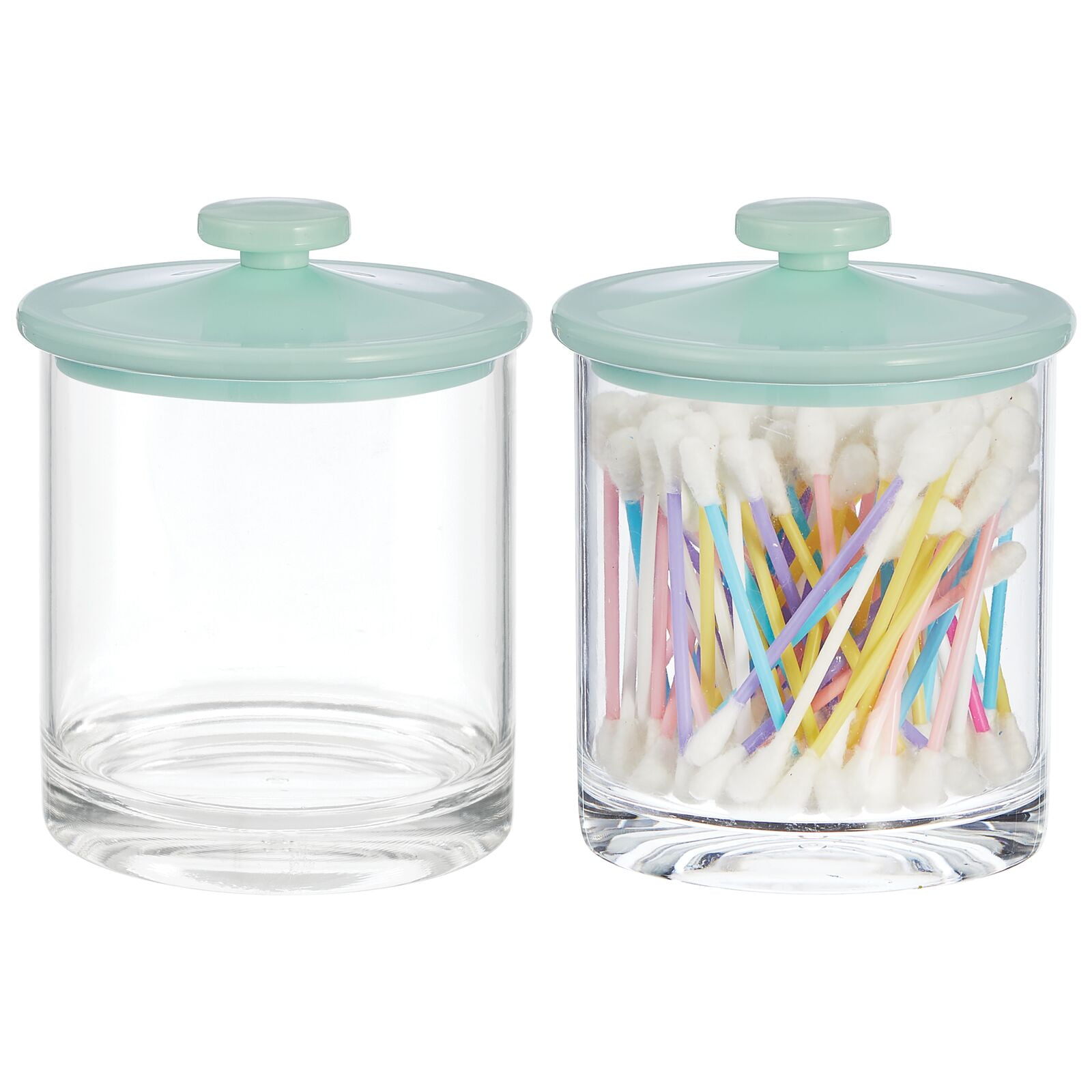 mDesign Small Round Acrylic Apothecary Canister Jars - 2 Pack - Clear ...