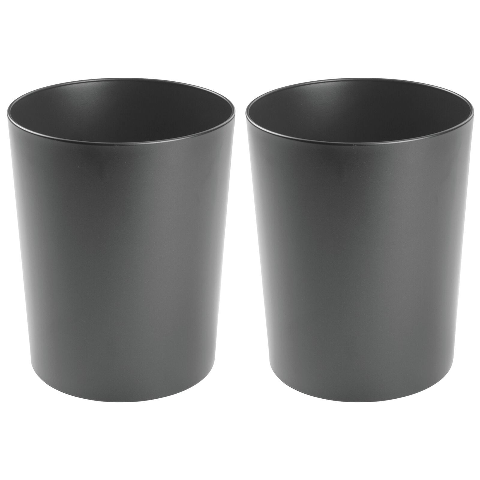 mDesign Small Round Metal 1.7 Gallon Trash/Recycling Can, 2 Pack, Dark ...