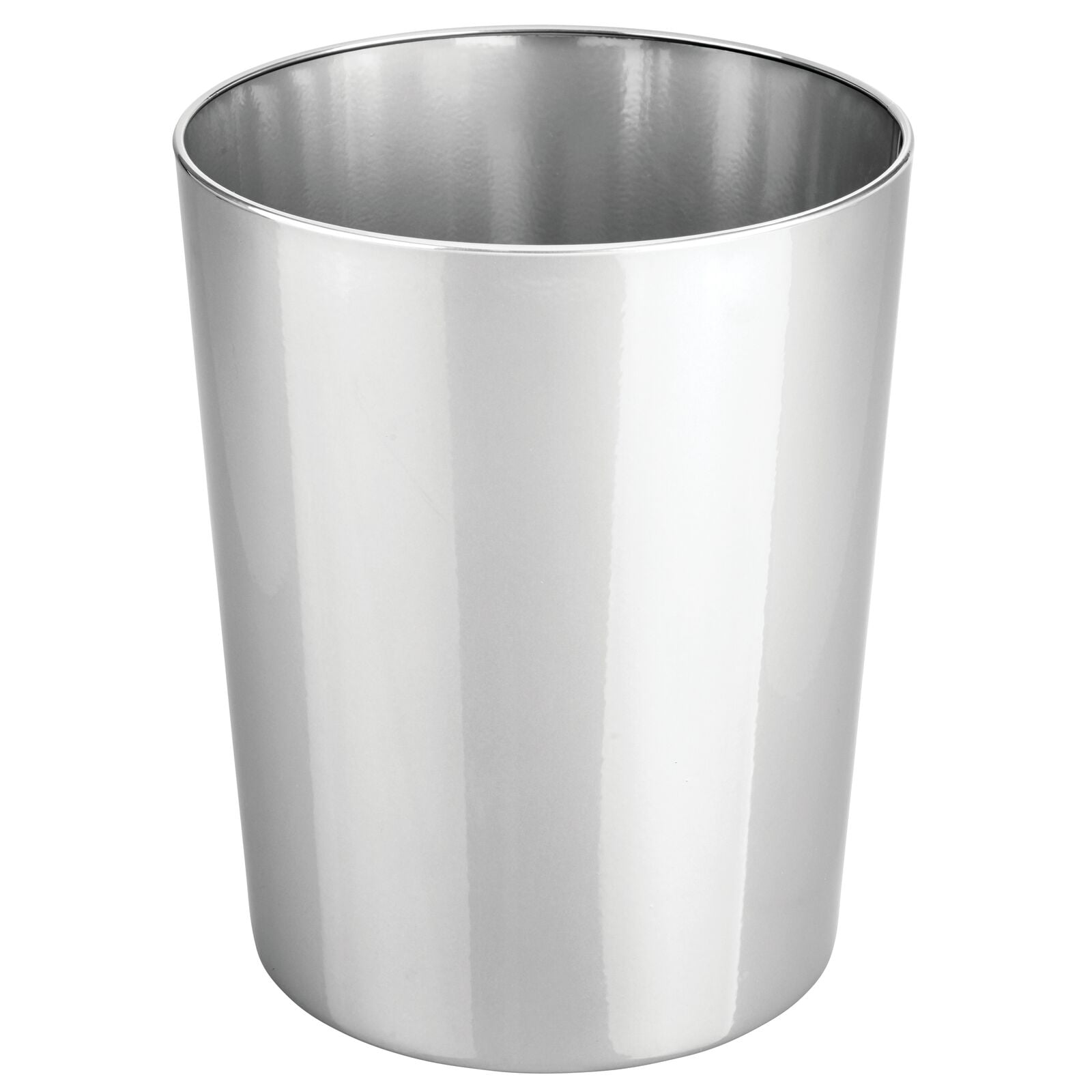 mDesign Small Round Metal 1.7 Gallon Trash Wastebasket/Recycling Can ...