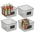 mDesign Small Steel Wire Kitchen Organizer Bins - Pantry Storage, Label ...