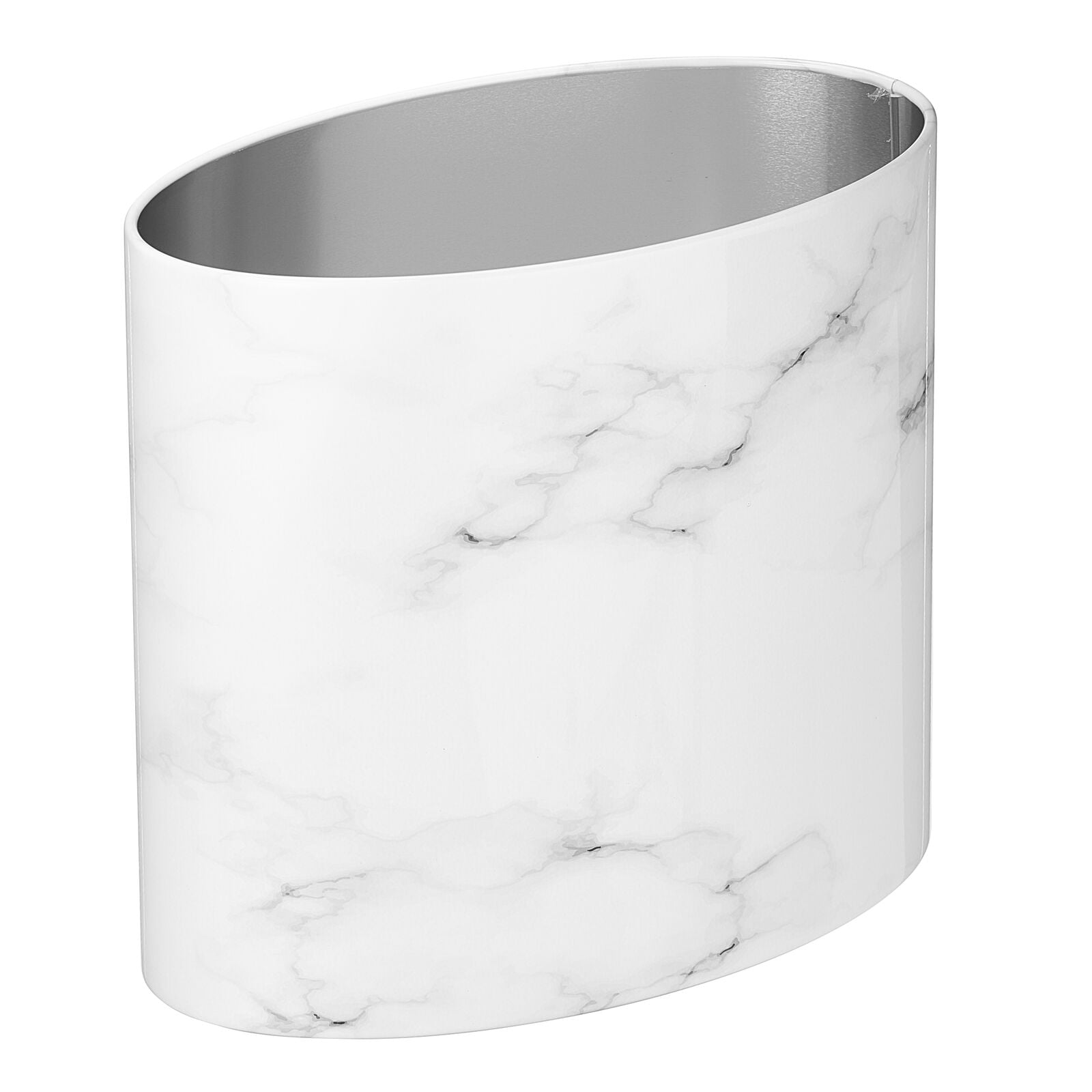 mDesign Small Steel Metal 2.09 Gallon Oval Trash Can Wastebasket Bin ...