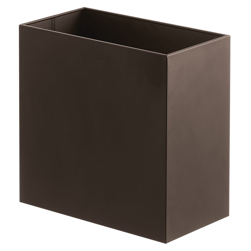 mDesign Small Steel Rectangle 2.4 Gallon Bathroom Trash Can Wastebasket ...
