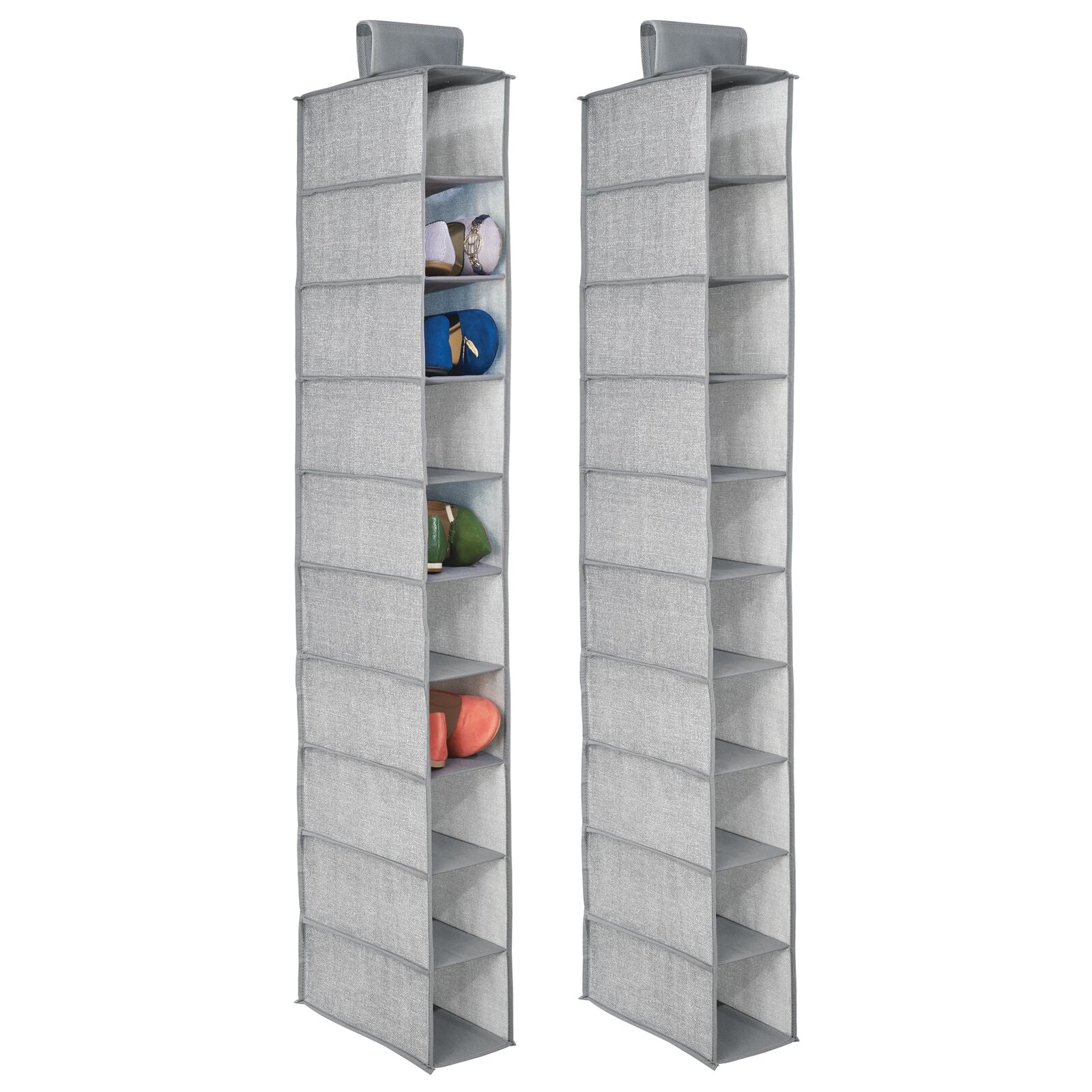 mDesign Soft 10 Shelf Fabric Closet Hanging Storage Unit, 2 Pack - Gray ...