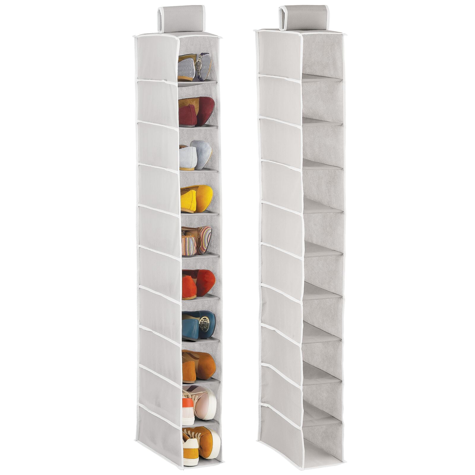 mDesign Soft 10 Shelf Fabric Closet Hanging Storage Unit - 2 Pack ...