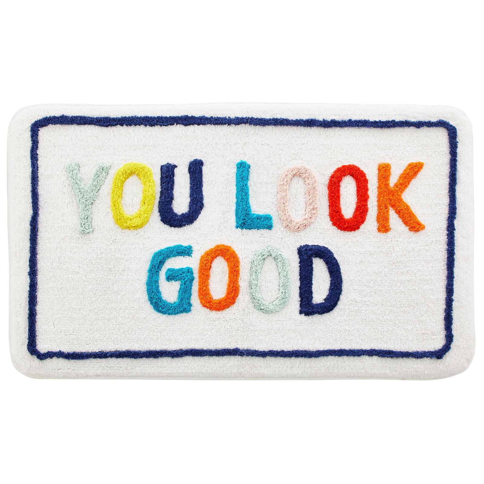 mDesign Soft Cotton Spa Mat Bathroom Rug, "You Look Good" Design ...