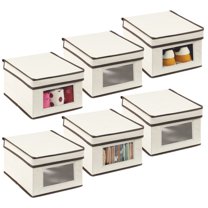 mDesign Medium Fabric Closet Storage Box with Front Window/Lid, 6 Pack ...