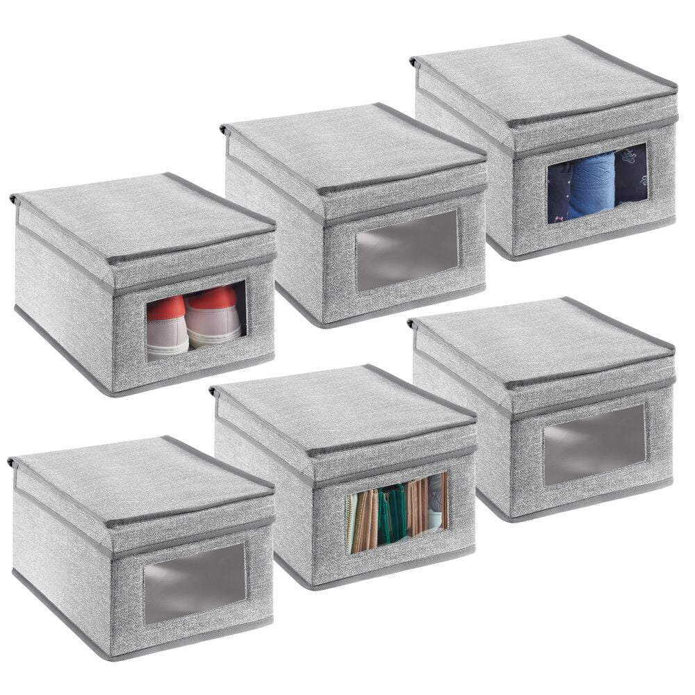 mDesign Soft Fabric Closet Storage Organizer Box, 6 Pack - Gray ...