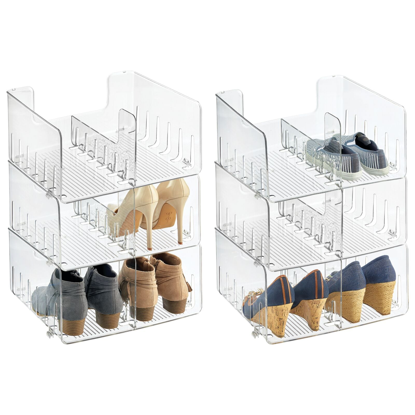 mDesign Stackable Closet Plastic Storage Organizer Divider, 6 Pack ...