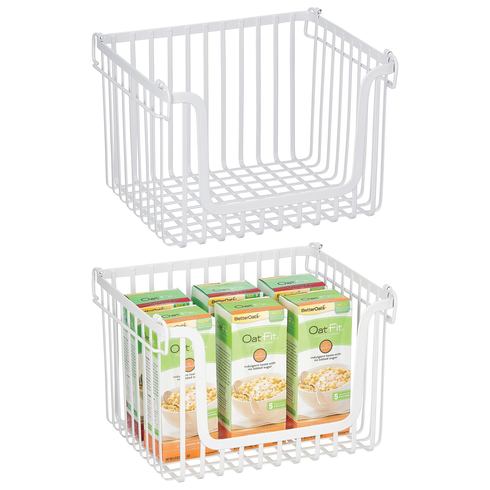 mDesign Stackable Food Organizer Storage Basket, Open Front, 2 Pack ...