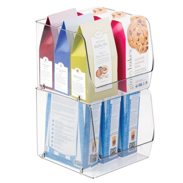 mDesign Stackable Plastic Food Storage Bin, X-Large, 2 Pack - Clear ...