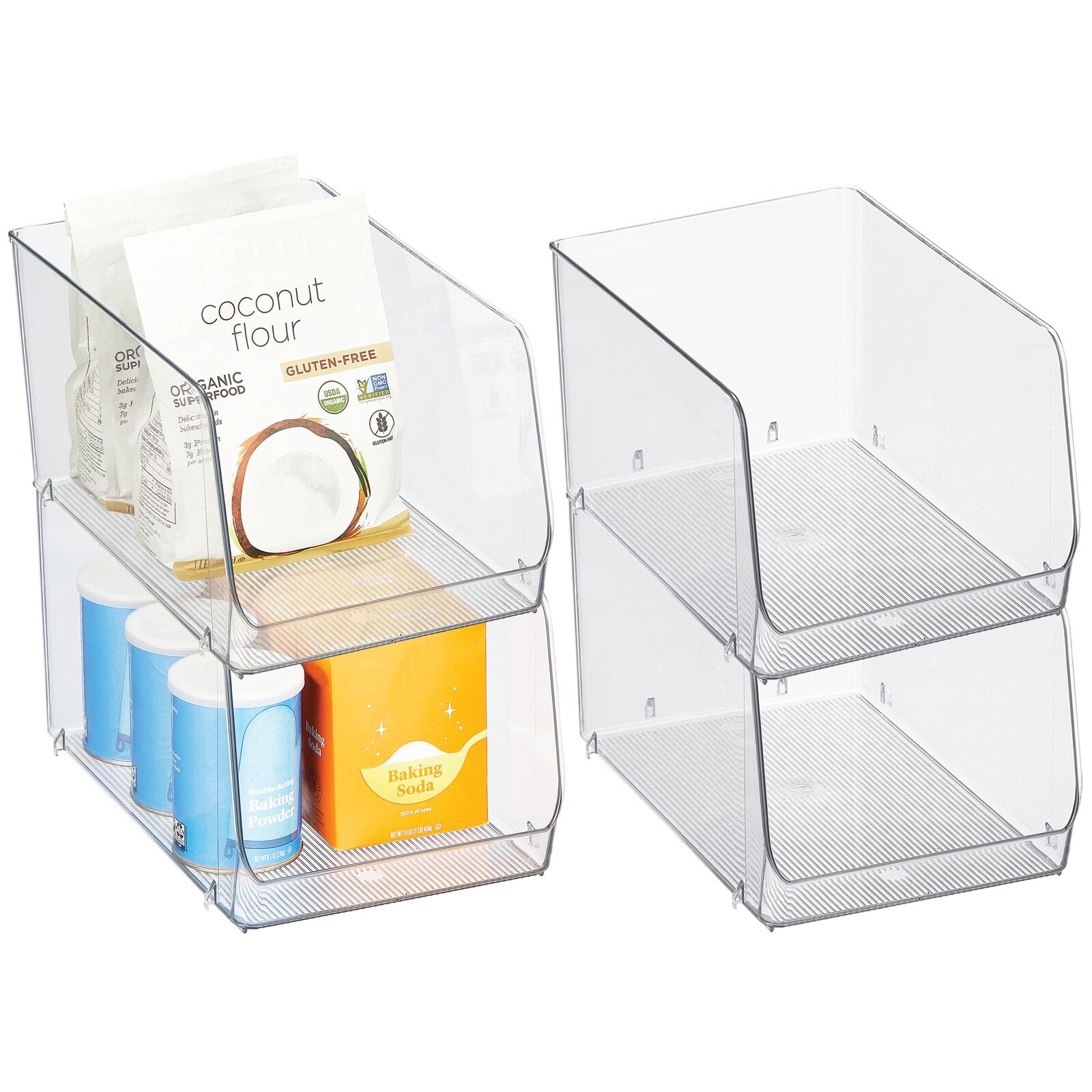 mDesign Stackable Plastic Food Storage Organizer Bin - 4 Pack - Clear ...
