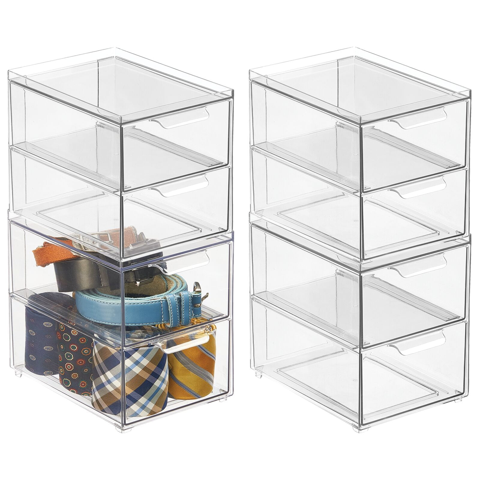 Mdesign Stackable Plastic Storage Closet Bin 2 Pull Out Drawers 4