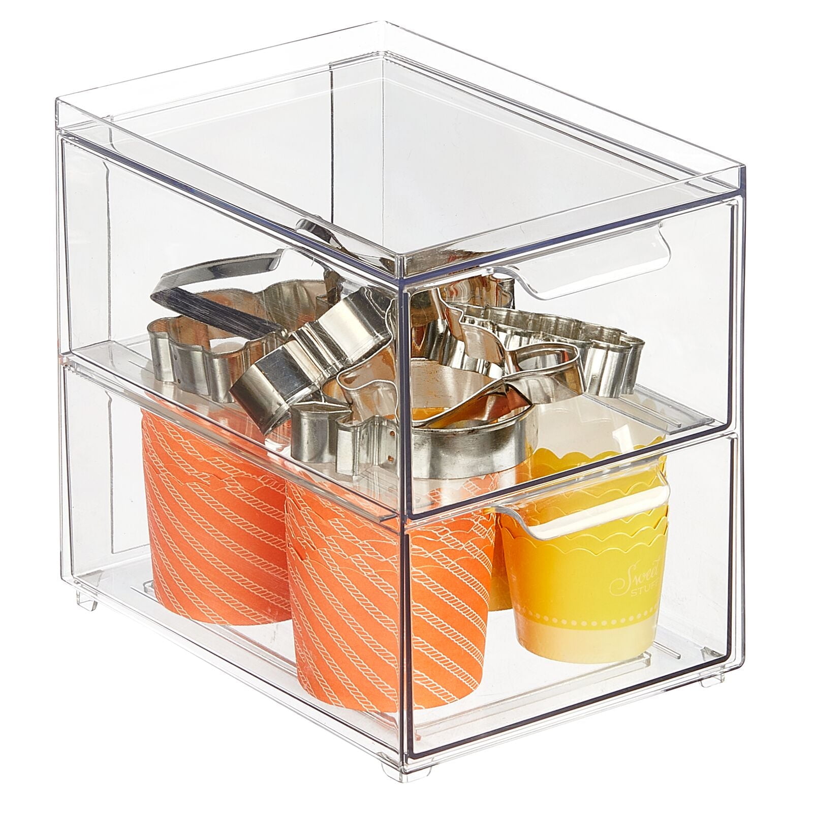 mDesign Stackable Kitchen Pantry Cabinet Organizer - Pull-Out Drawers ...
