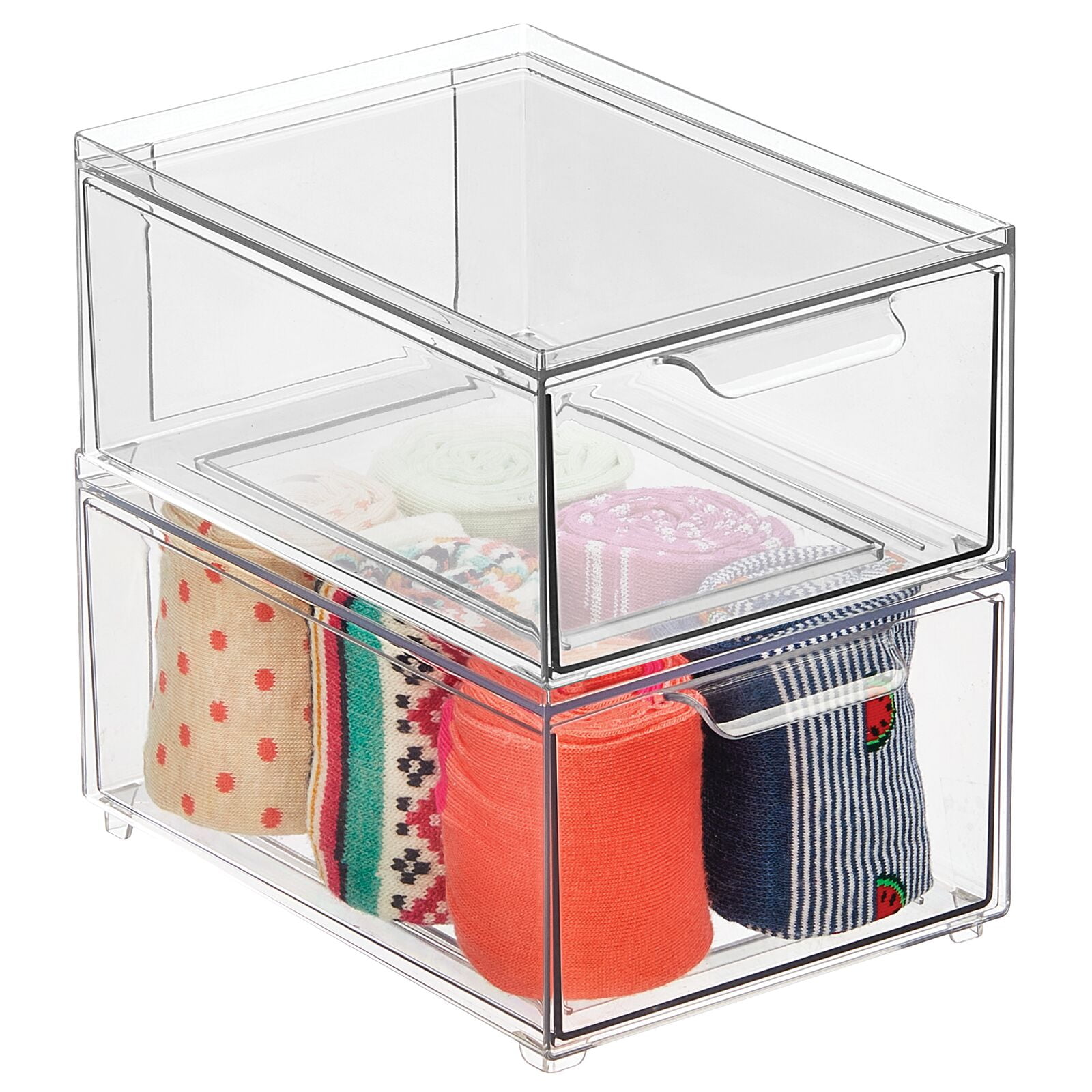 Mdesign Stacking Plastic Storage Kitchen Pantry Bin 2 Pull Out
