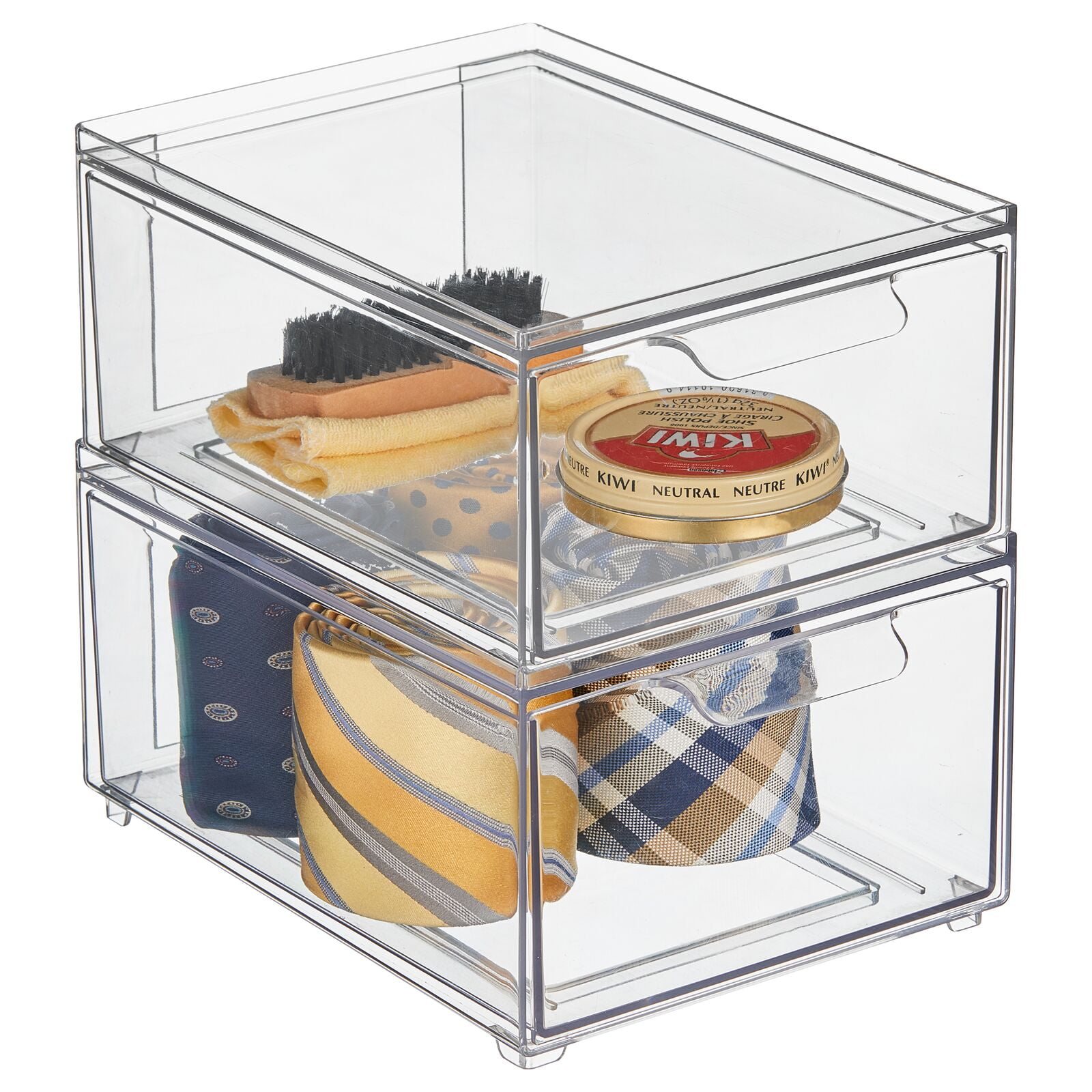 Mdesign Stacking Plastic Storage Kitchen Pantry Bin 2 Pull Out