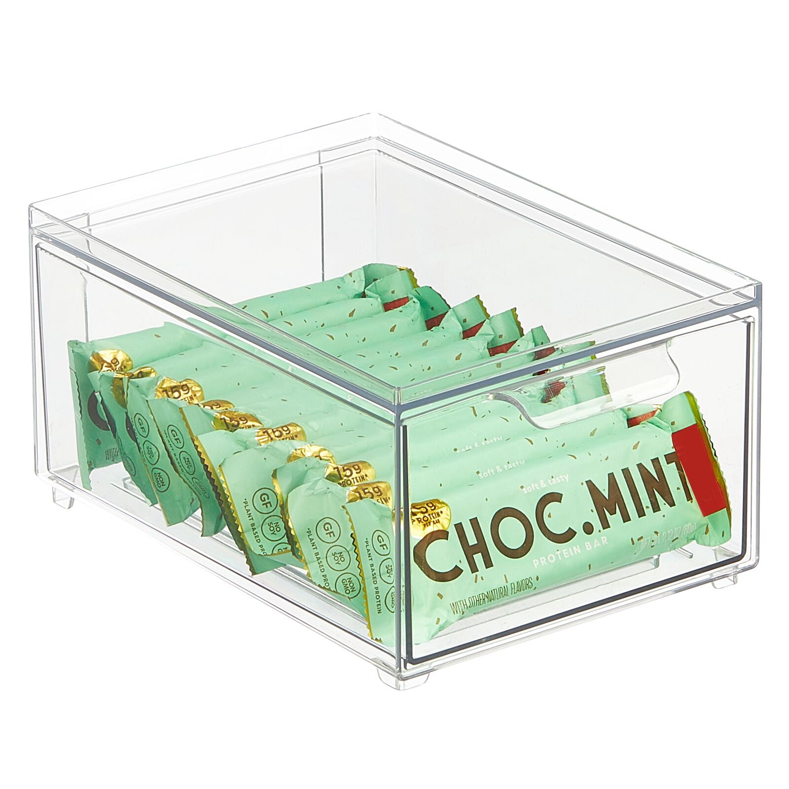 mDesign Stacking Plastic Storage Kitchen Pantry Bin with Pull-Out ...