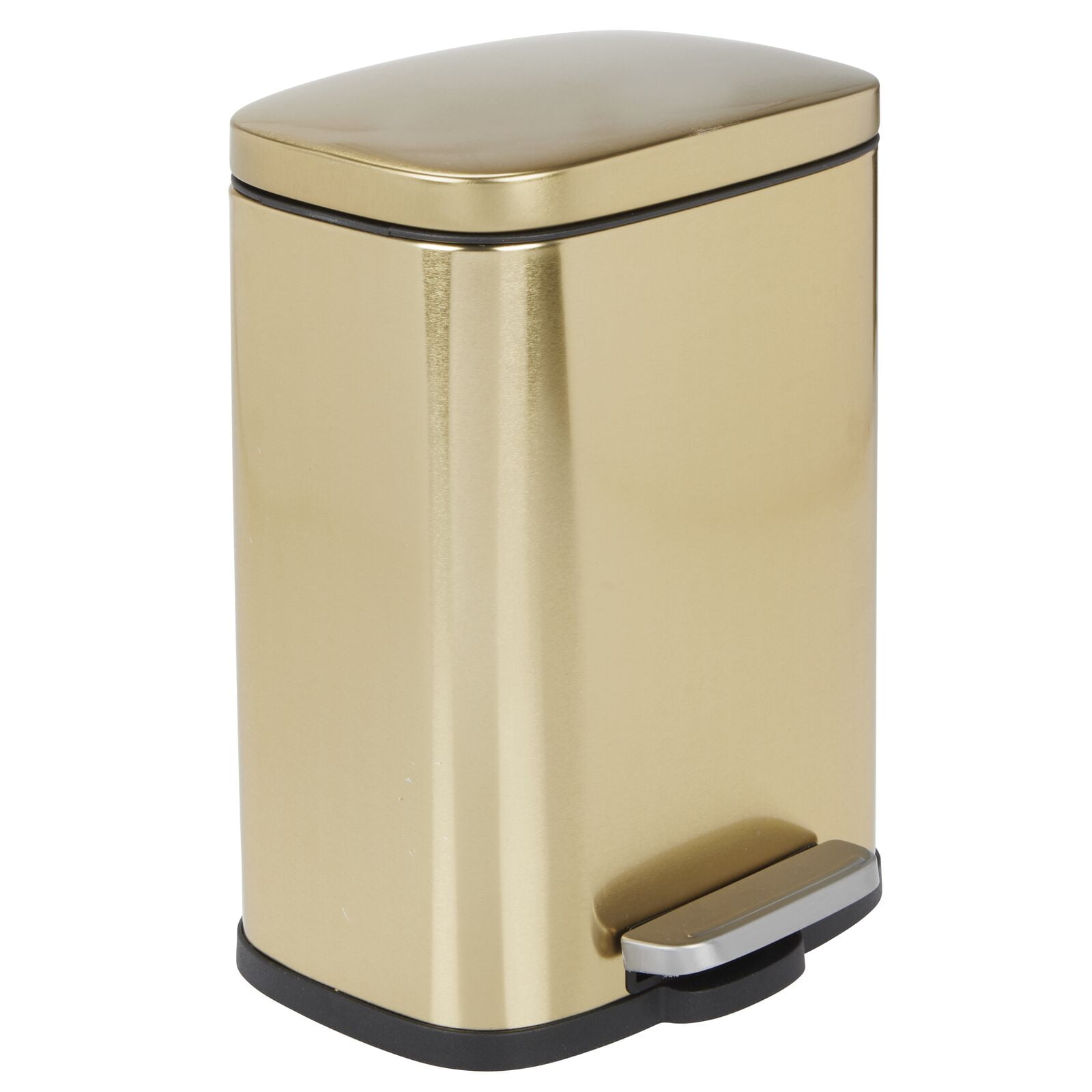 mDesign Stainless Steel Rectangular 1.3 Gallon Step Trash Can, Lid ...