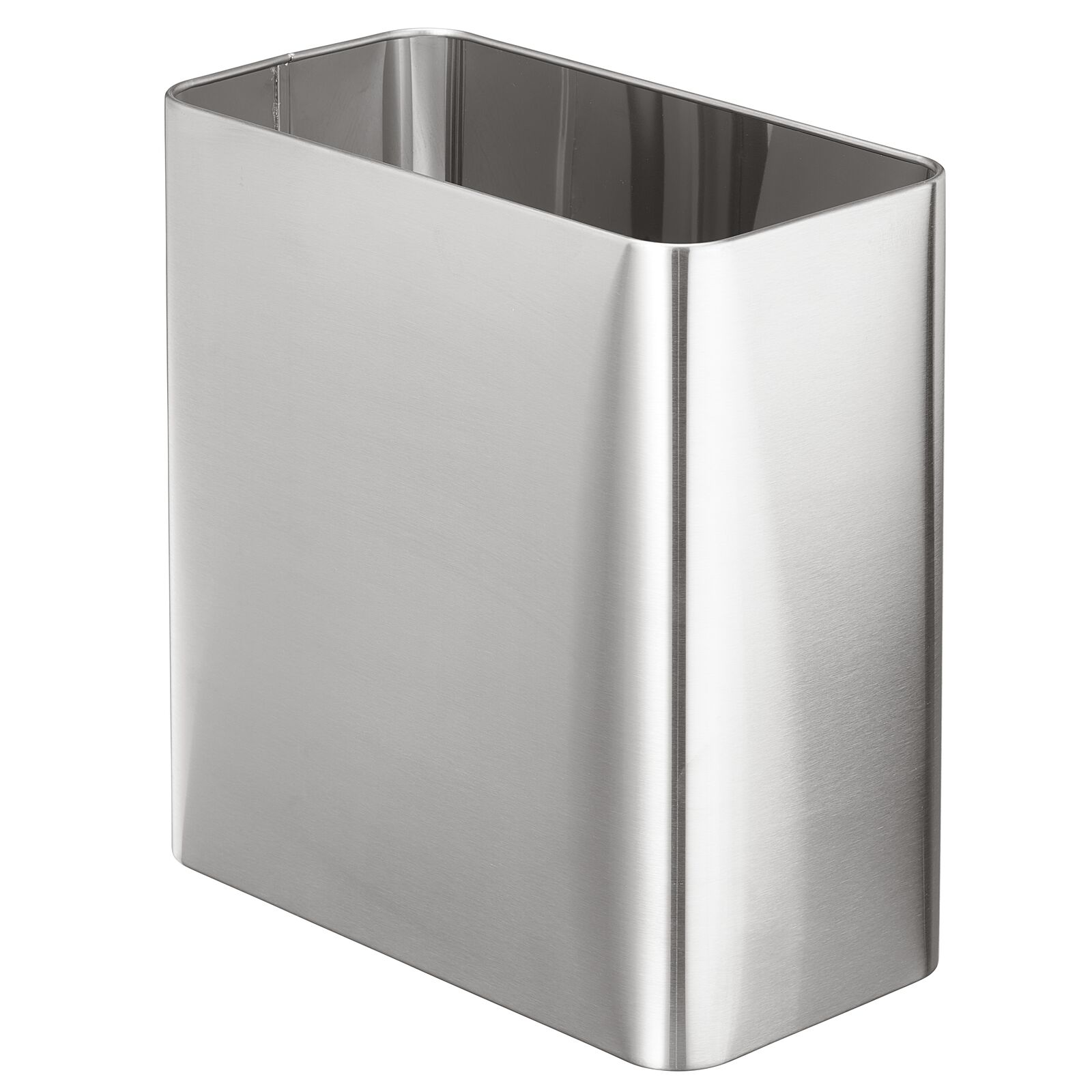 mDesign Narrow Stainless Steel 2.6 Gallon/10 Liter Countertop Trash Bin ...