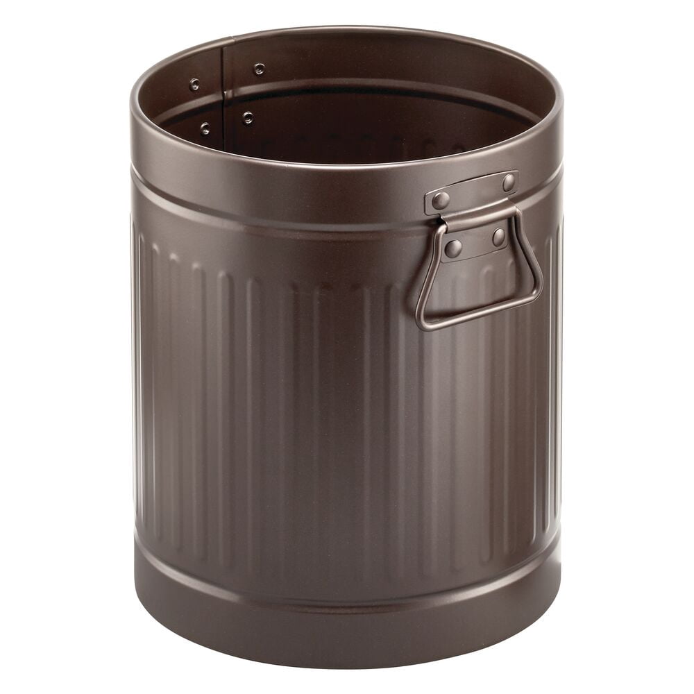 mDesign Steel 2 Gallon Trash Can Wastebasket, Garbage Bin with Handles ...