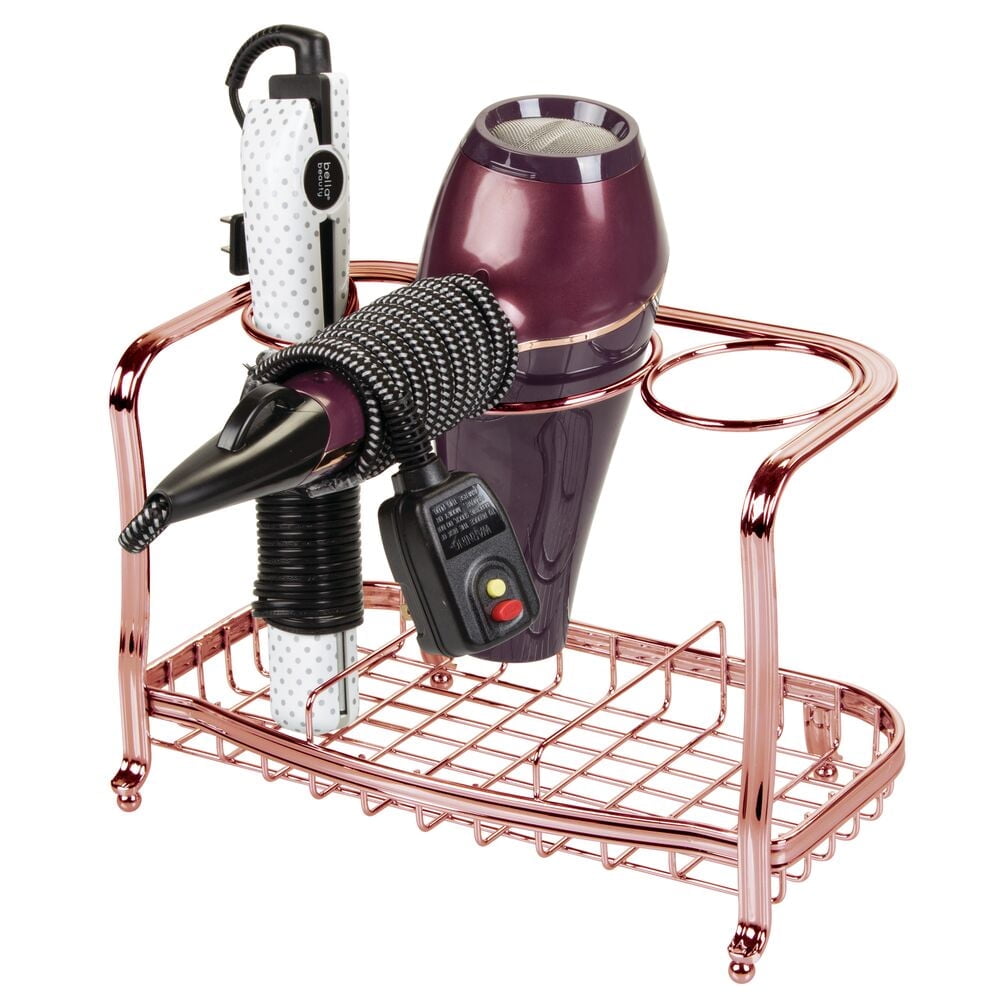 mDesign Steel Bathroom Countertop Hair Care Organizer Holder Tray ...