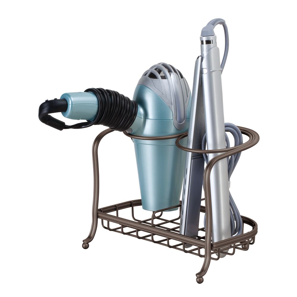 mDesign Steel Bathroom Countertop Hair Tool Organizer Holder Basket ...