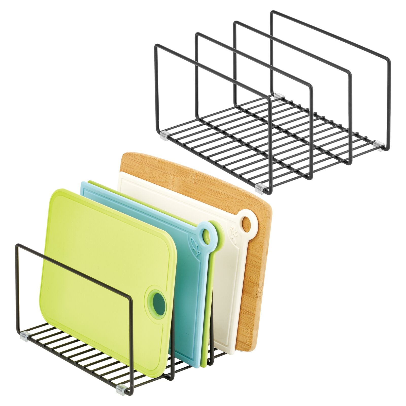 mDesign Steel Cookware Storage Organizer Rack for Kitchen - 2 Pack ...