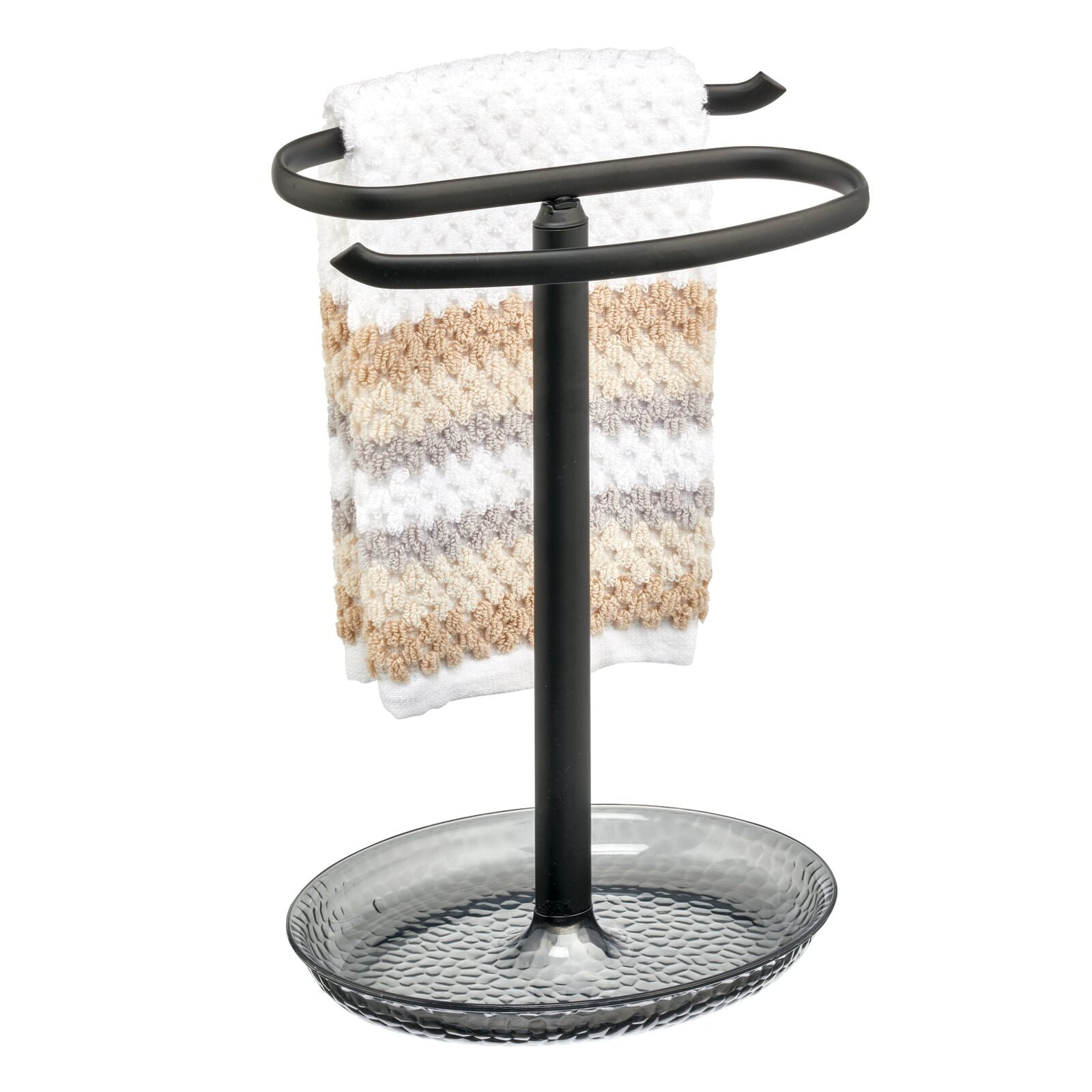 mDesign Bathroom Countertop Free-Standing Steel Fingertip Towel Rack ...