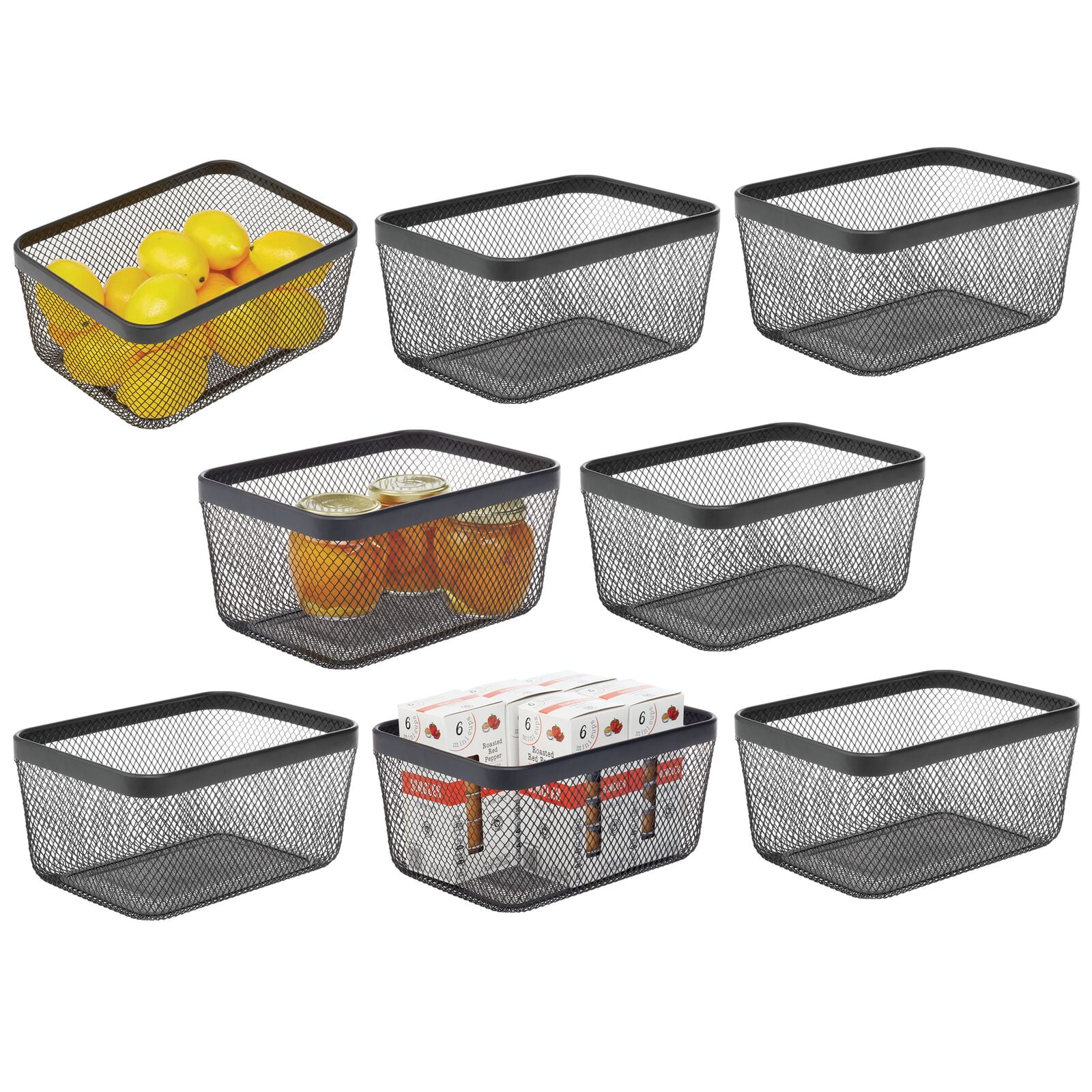 mDesign Steel Food Storage Organizer Bin Mesh Basket for Pantry - 8 ...