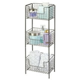 mDesign Steel Freestanding 3-Tier Storage Organizer Tower, Baskets ...