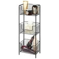 mDesign Steel Freestanding 3-Tier Storage Organizer Tower with Baskets ...