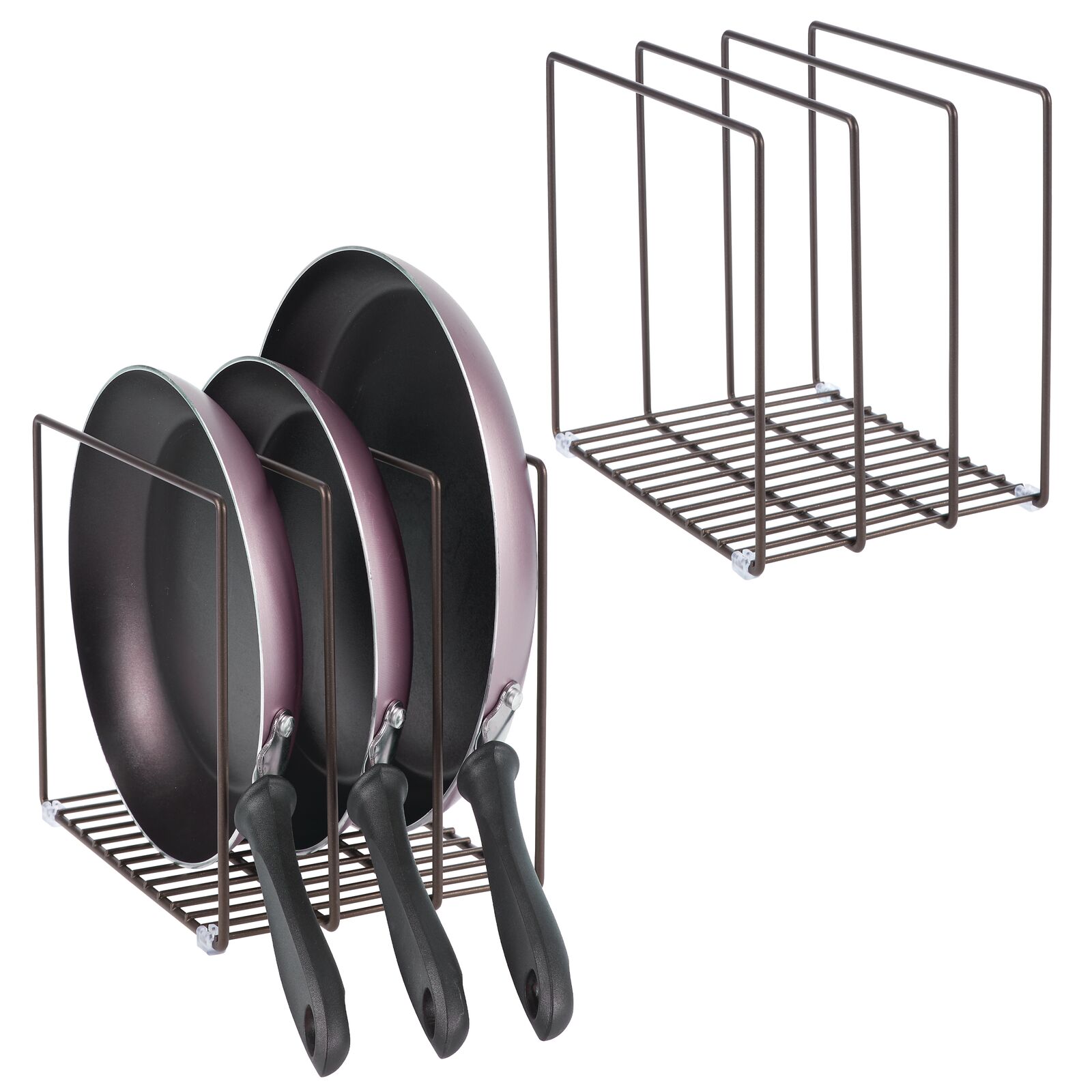 mDesign Cookware Organizer Rack, Steel Tray for Kitchen Cabinet, 3 ...