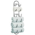 mDesign Bathroom Wall Mount Towel Rack with 6 Compartments - Black ...