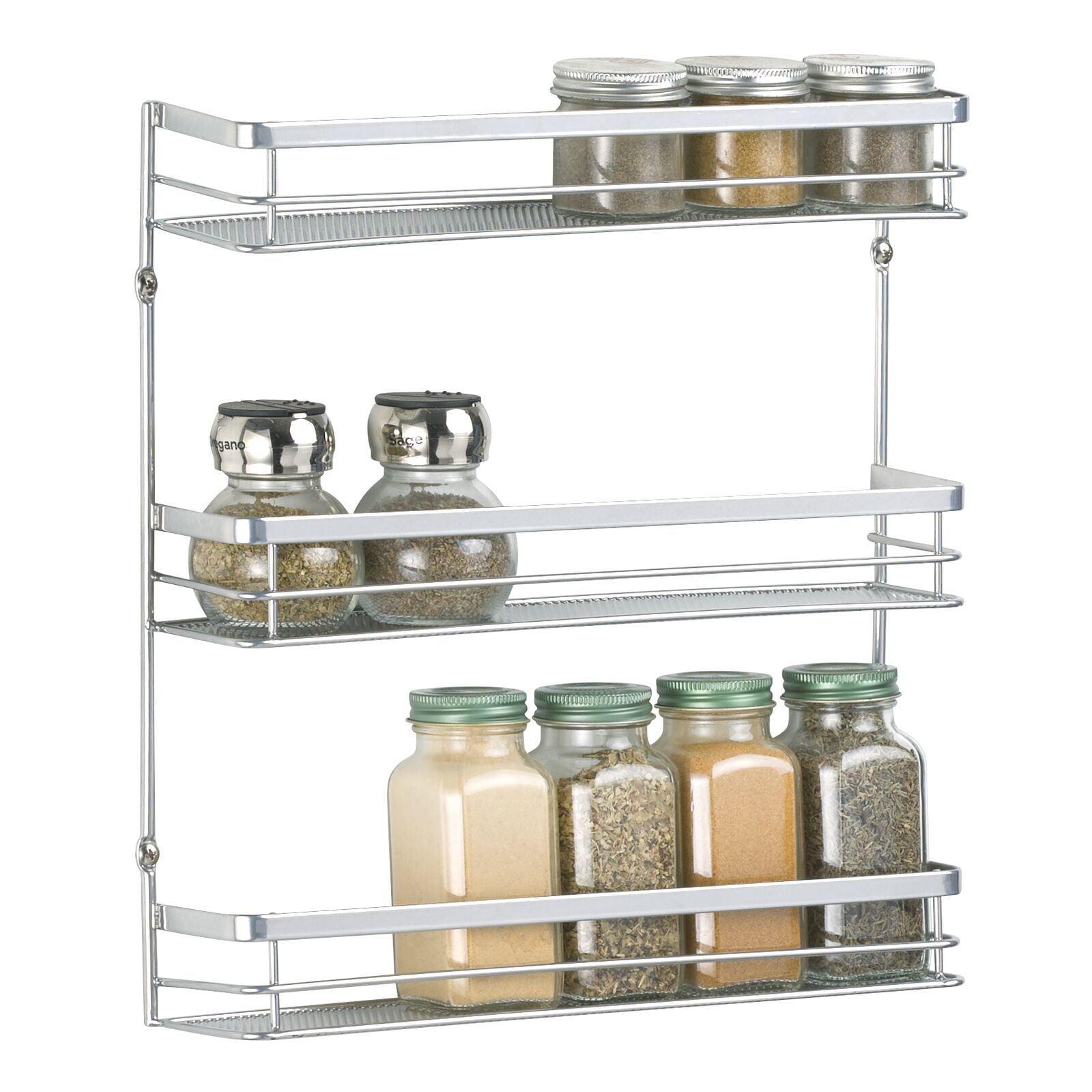 mDesign Steel Wall Mounted 3-Tier Spice Rack Storage Organizer Baskets ...