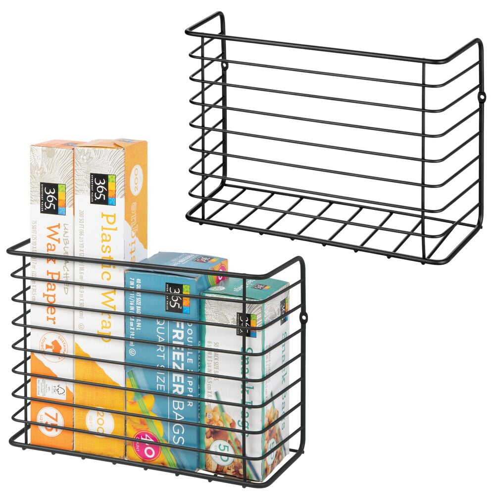 mDesign Steel Wire Wall Mount Kitchen Storage Organizer Basket, 2 Pack ...