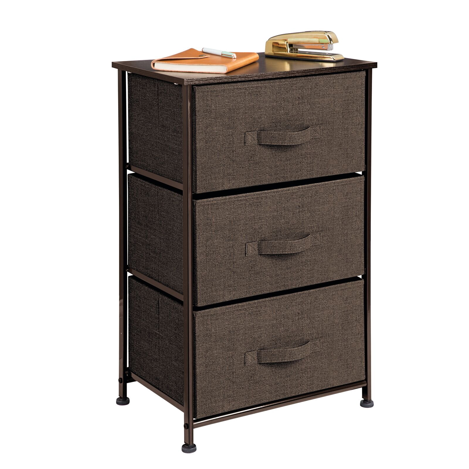 mDesign Storage Dresser Tower Furniture Unit with 3 Drawers - Espresso ...