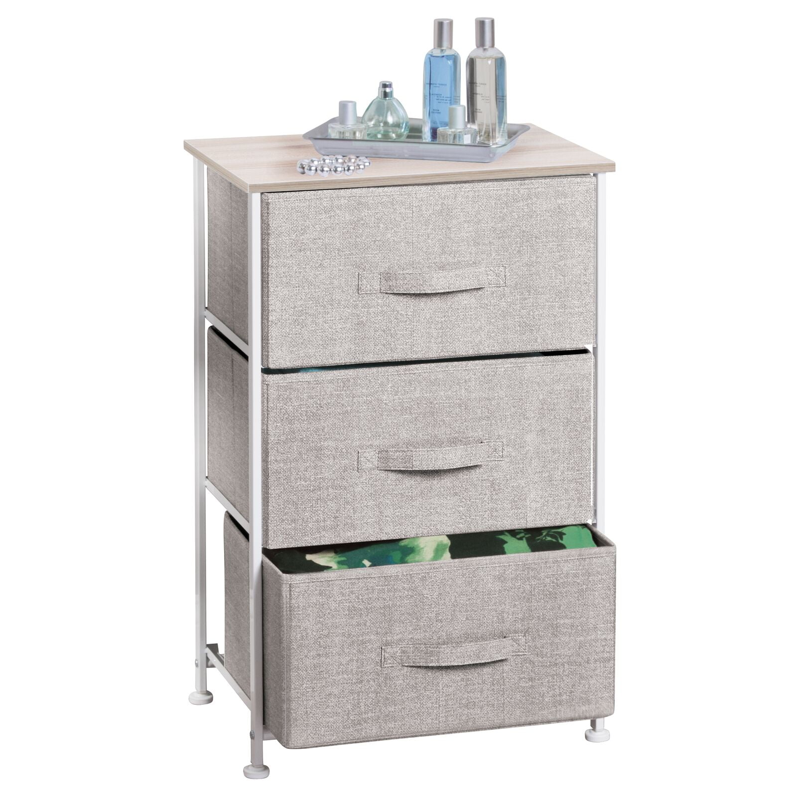 mDesign Storage Dresser Tower Furniture Unit with 3 Removable Drawers ...