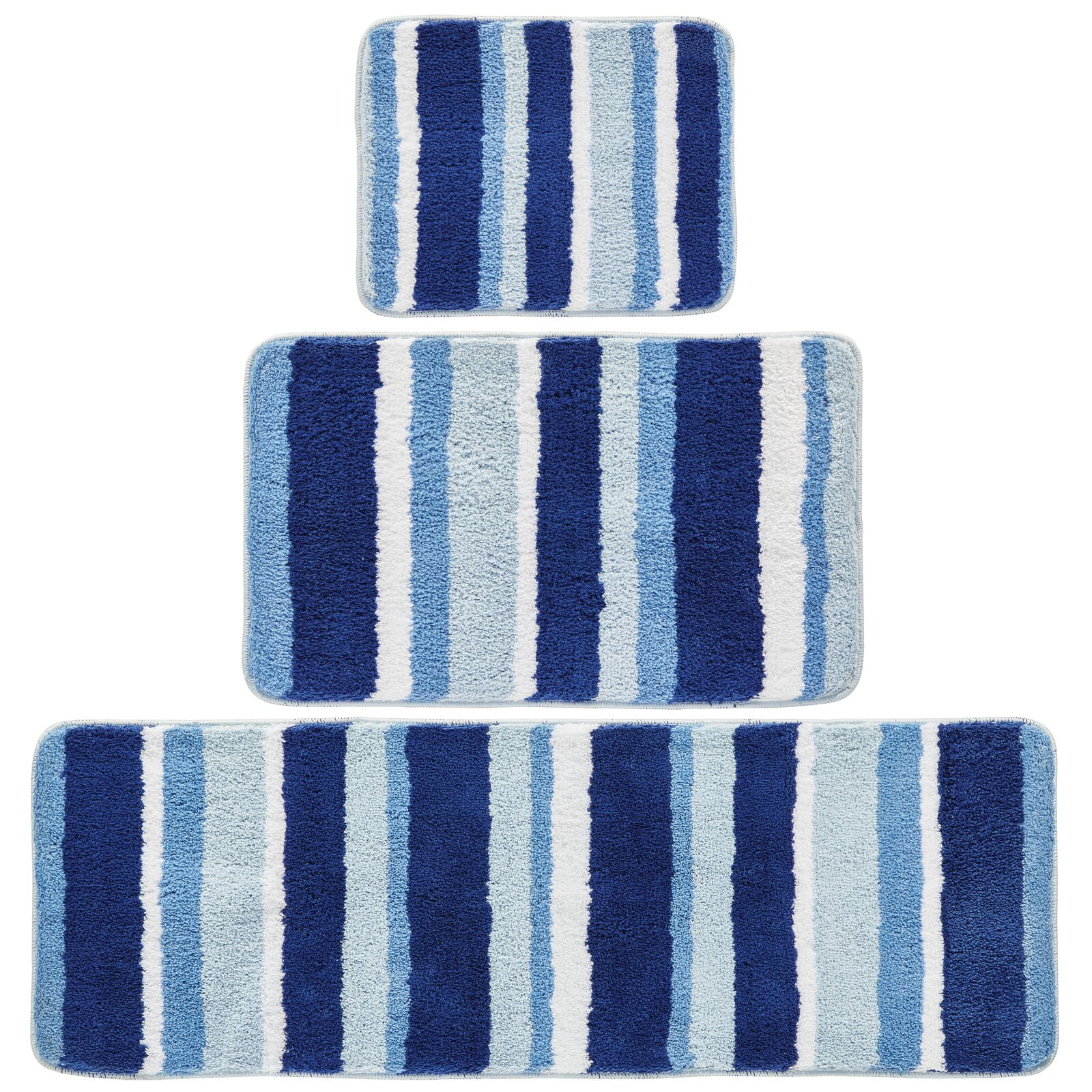 mDesign Striped Microfiber Bathroom Spa Mat Rugs/Runner, Set of 3 ...