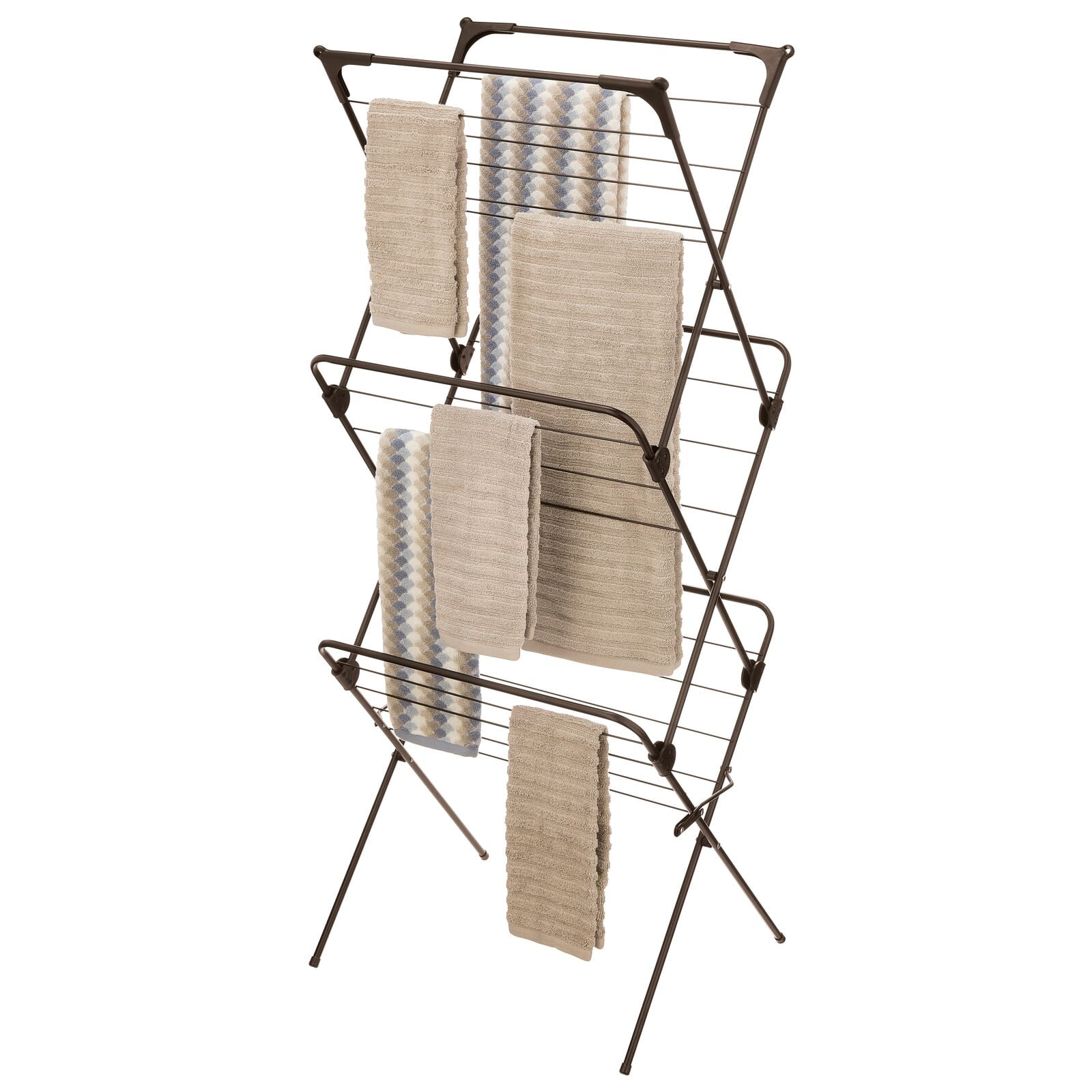 mDesign Tall Metal Foldable Laundry Clothes Drying Rack Hanger Stand ...