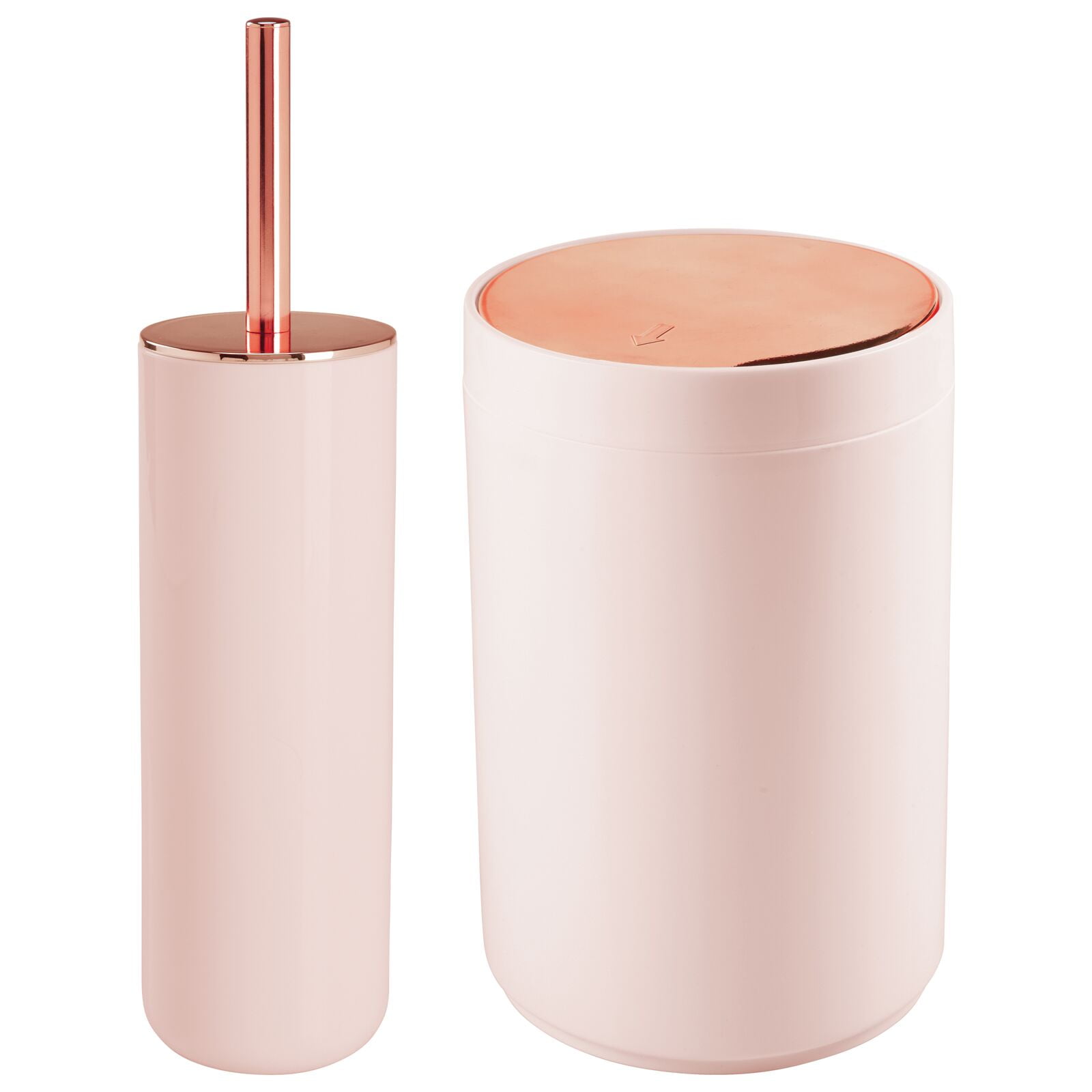 mDesign Bathroom Trash Holder, Toilet Bowl Brush and Wastebasket Combo ...