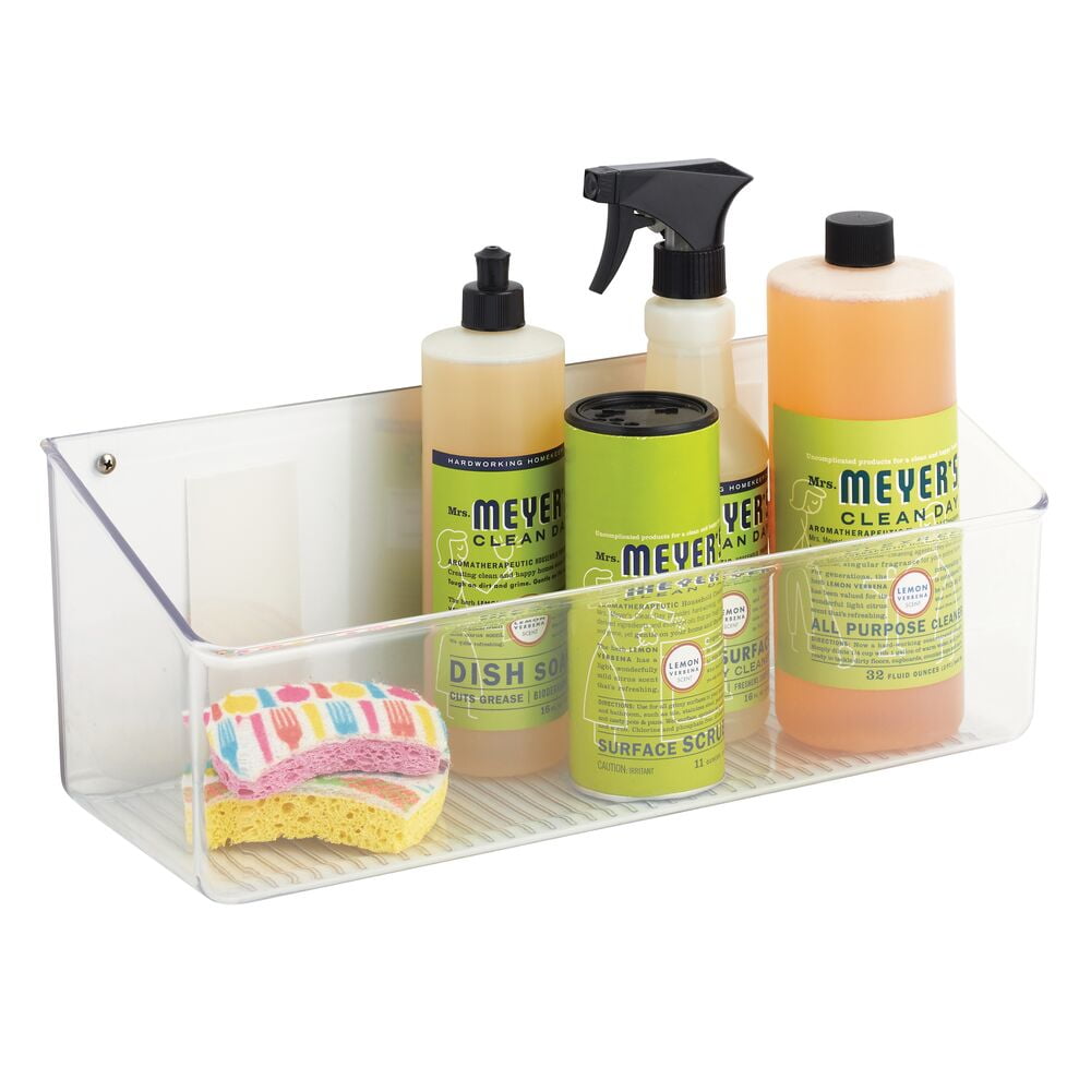 mDesign Wall Mount Plastic Home Storage Organizer Basket Bin, Clear ...