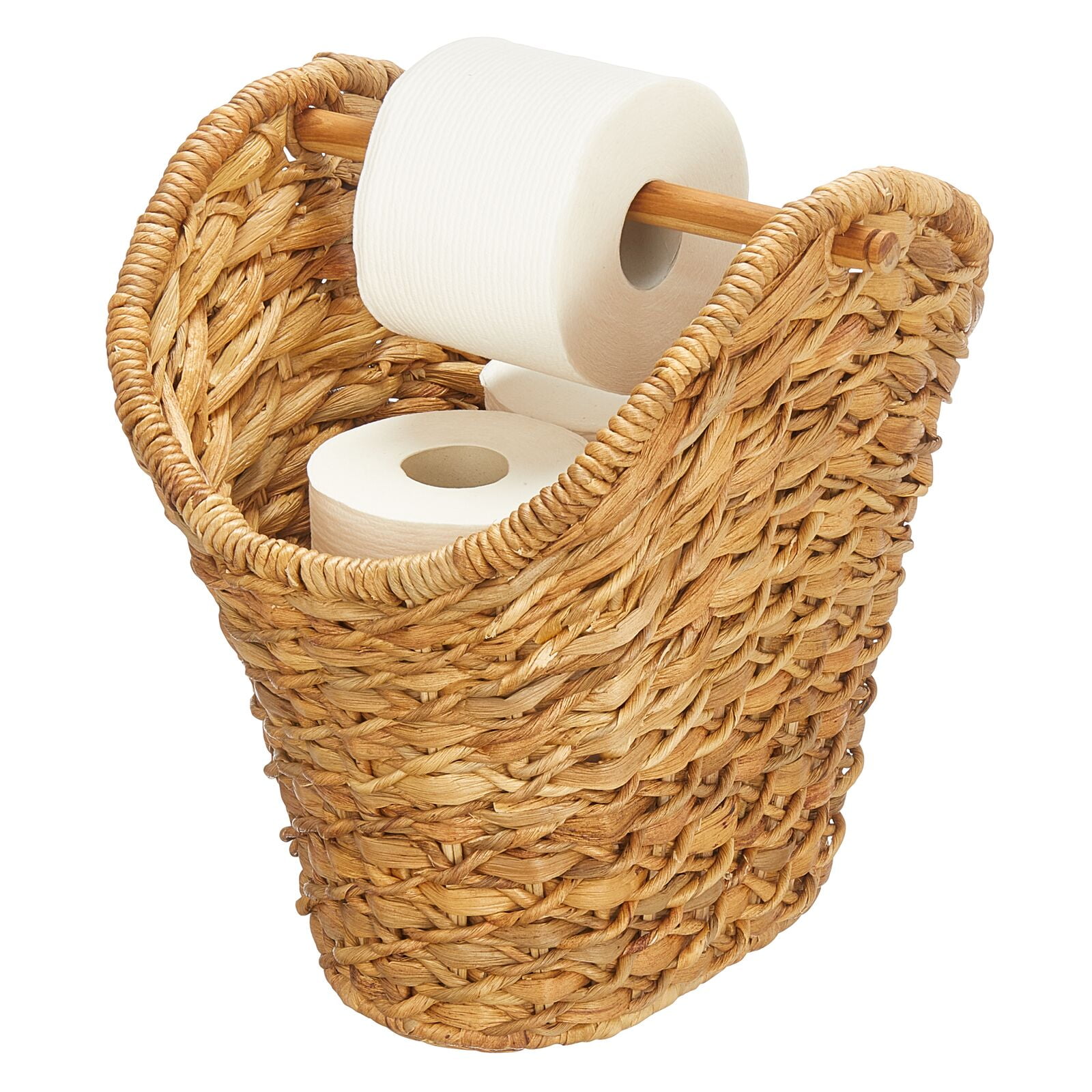 mDesign Bin Tank Storage, Water Hyacinth Toilet Paper Dispenser Basket ...